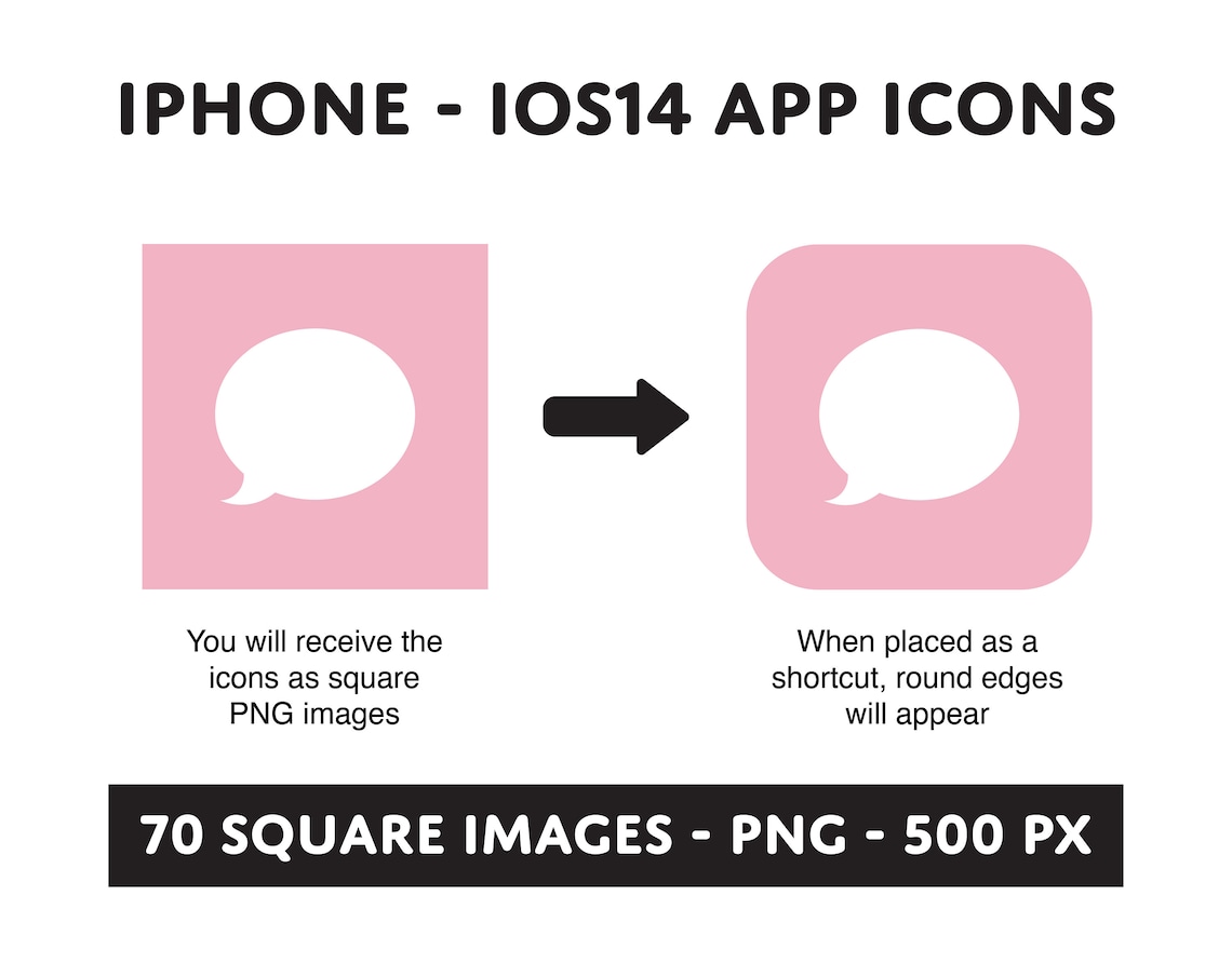 IPhone ios14 icons Light pink iPhone app icons bundle 70 | Etsy