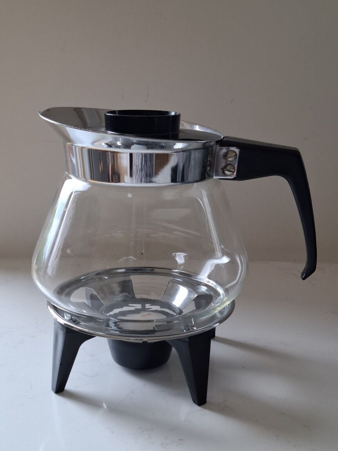 JAJ Pyrex Glass Teapot on Candle Warmer Stand Mid Century Modern Made ...