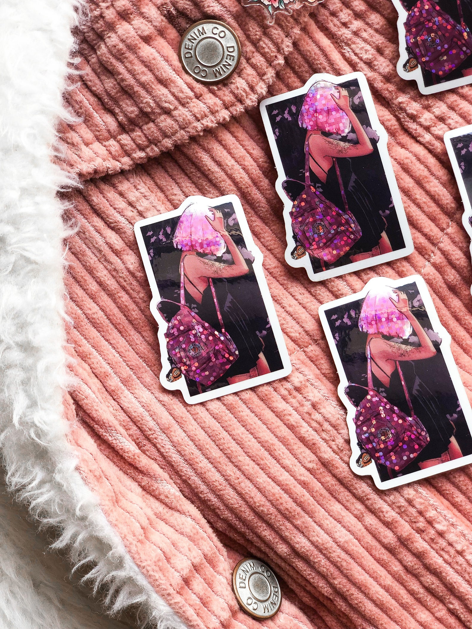 Shiny Glitter Stickers Pink & Blue - Etsy