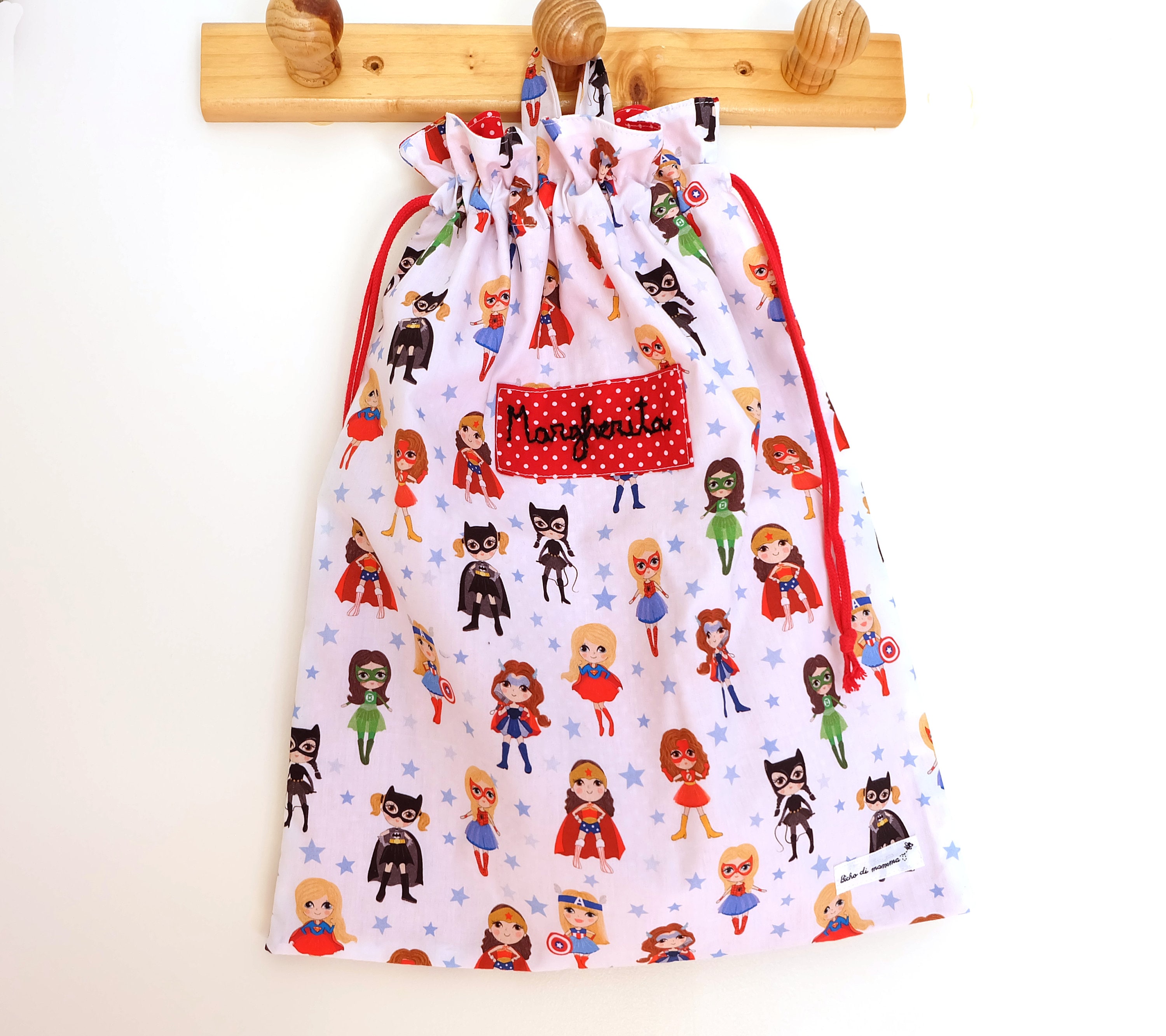 Embroidered drawstring bag, Back to school bag for girl, Children's ...