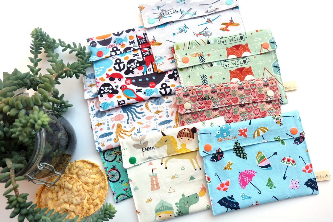 Personalized Snack Bag: Reusable Fabric Sandwich Bag, Zero Waste - Etsy