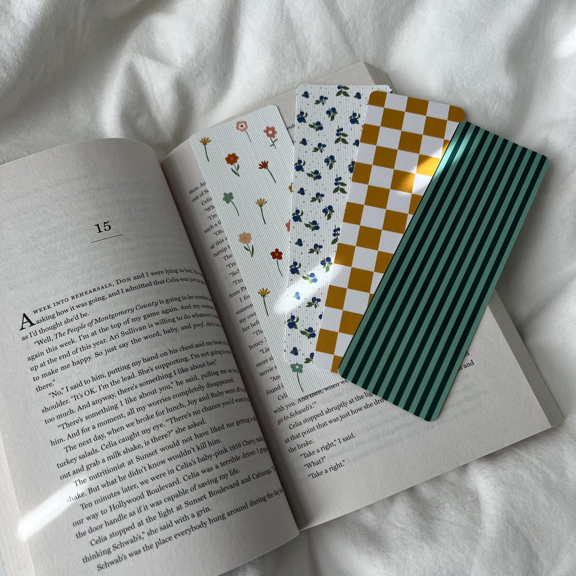 Girly Cardstock Bookmarks, Gingham Bookmarks, 2x6 Paper Stock Bookmark ...