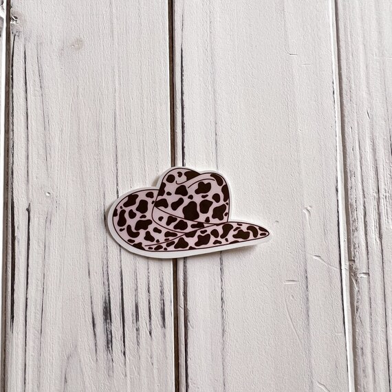 Cow Print Cowboy Hat Weatherproof Sticker Cow Print Sticker - Etsy