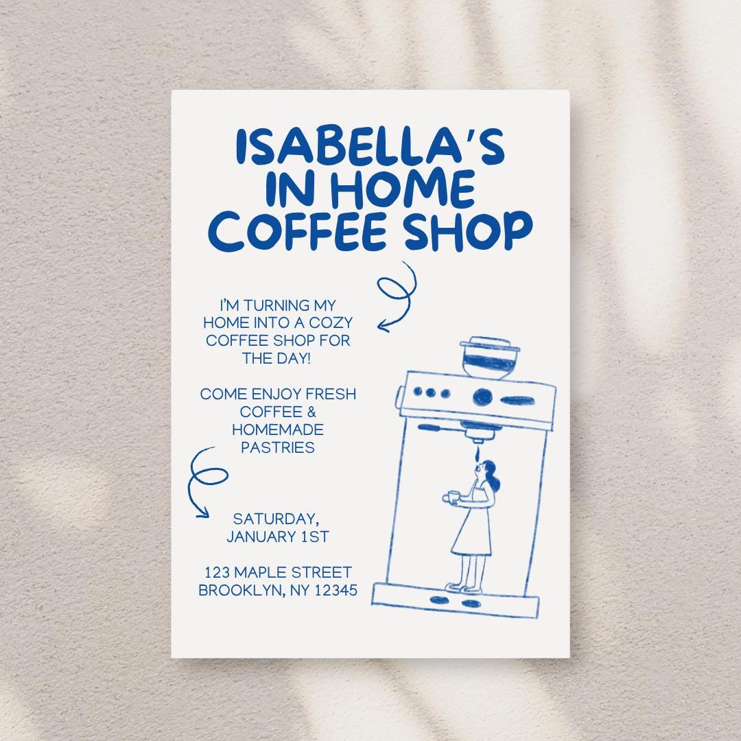 In Home Coffee Shop Digital Invitation Template, at Home Coffee Invite ...