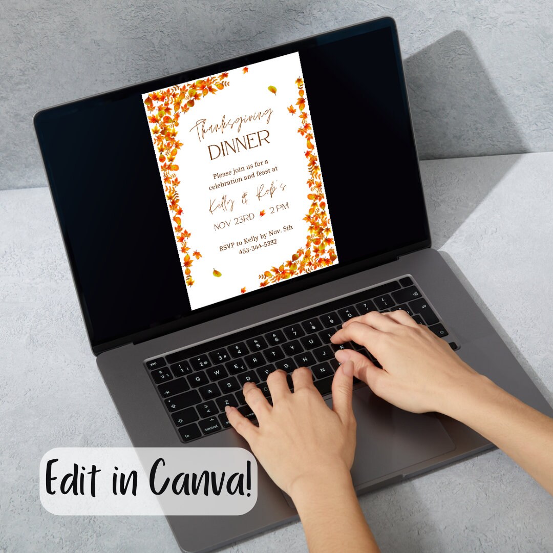 Thanksgiving Dinner Editable Invitation | Autumn Leaves Party | Give ...