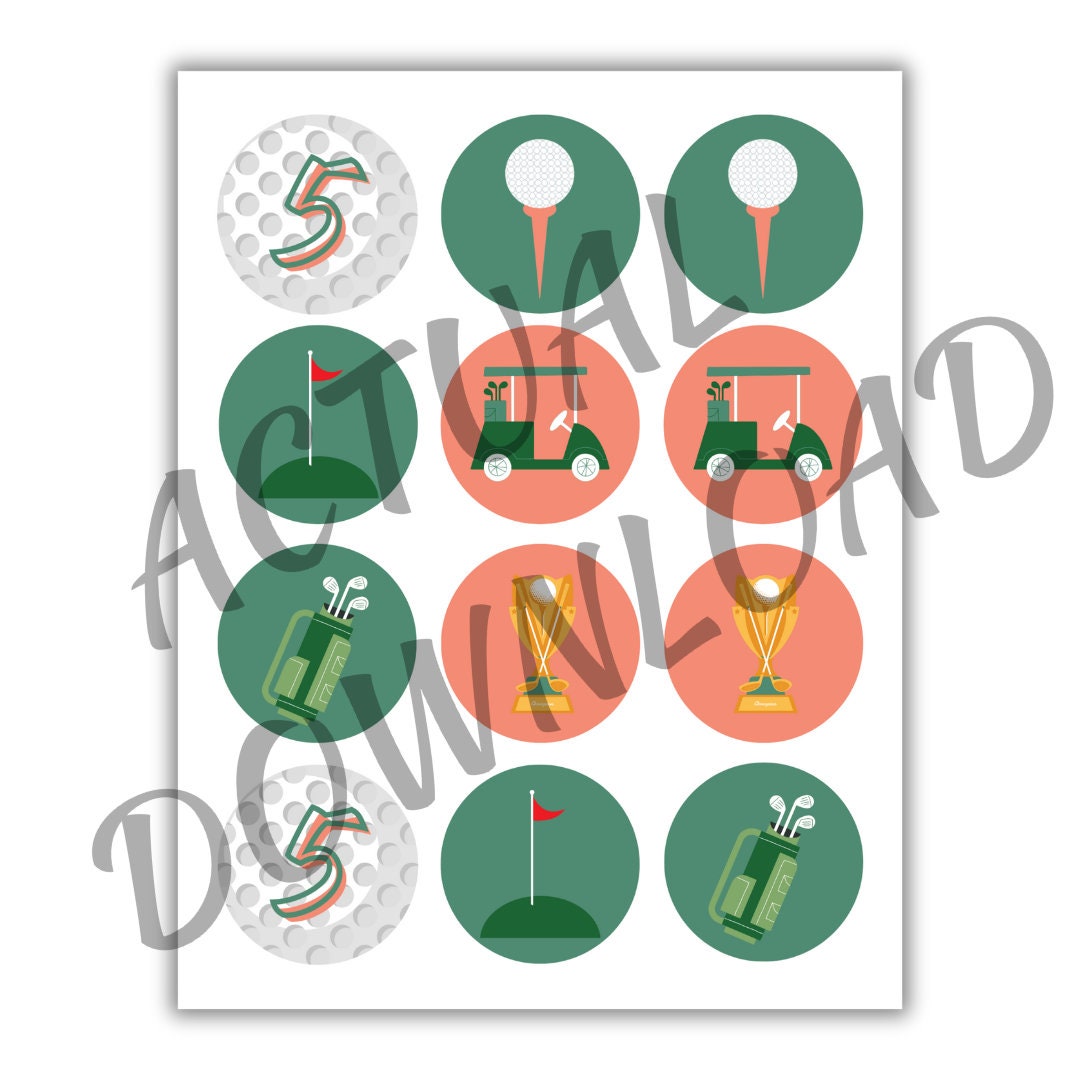 Editable Golf Party Cupcake Toppers Birthday Master's Par Tee Bundle of ...