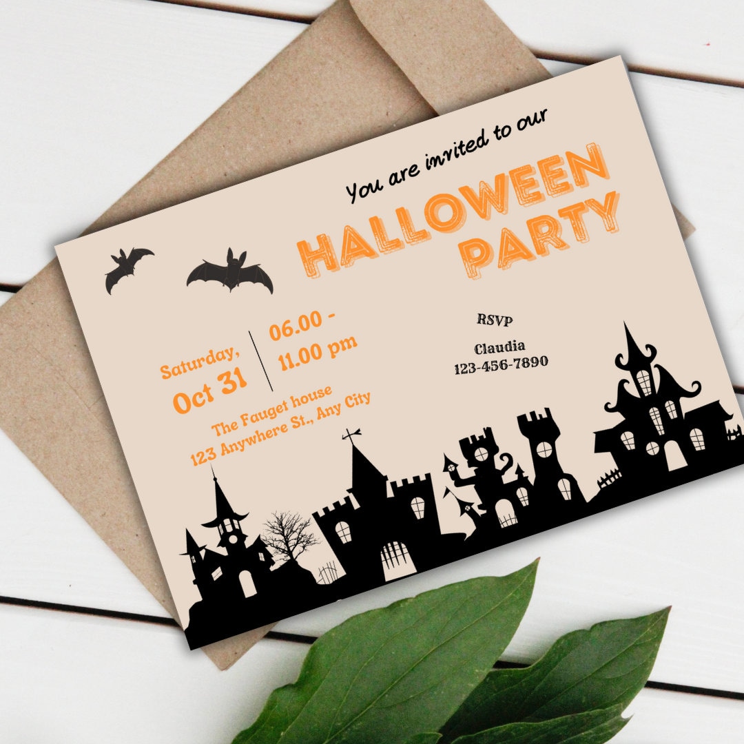 Spooky Halloween Party Invitation | Haunted Mansion | 7x5 Download ...