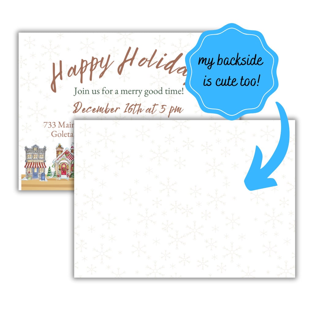Holiday Party Invitation | Christmas Village Mantlepiece | 7x5 Download ...