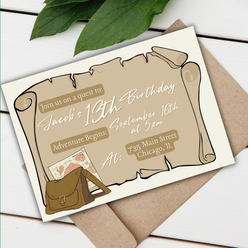 Fantasy Quest Editable Invitation Map RPG Themed Magical - Etsy