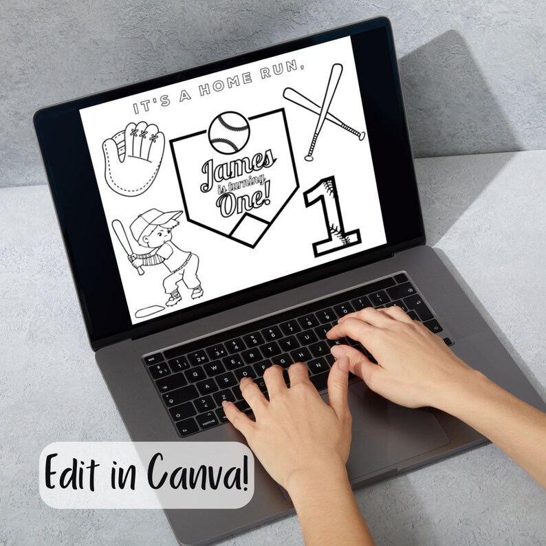 Editable Coloring Page | Home Run Baseball First Birthday | Sports 8x10 ...