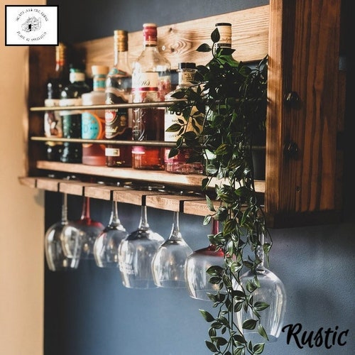 Wall Mounted Home Bar Drinks Rack Gin Rack Cocktail - Etsy UK