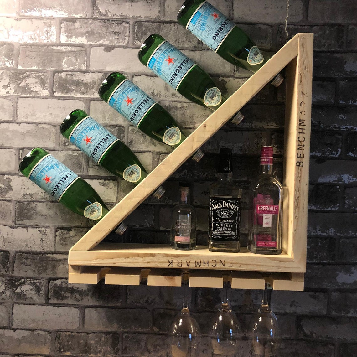 Rustic Gin Bar Wine Rack & Glass Holder Wall Mounted Unit | Etsy