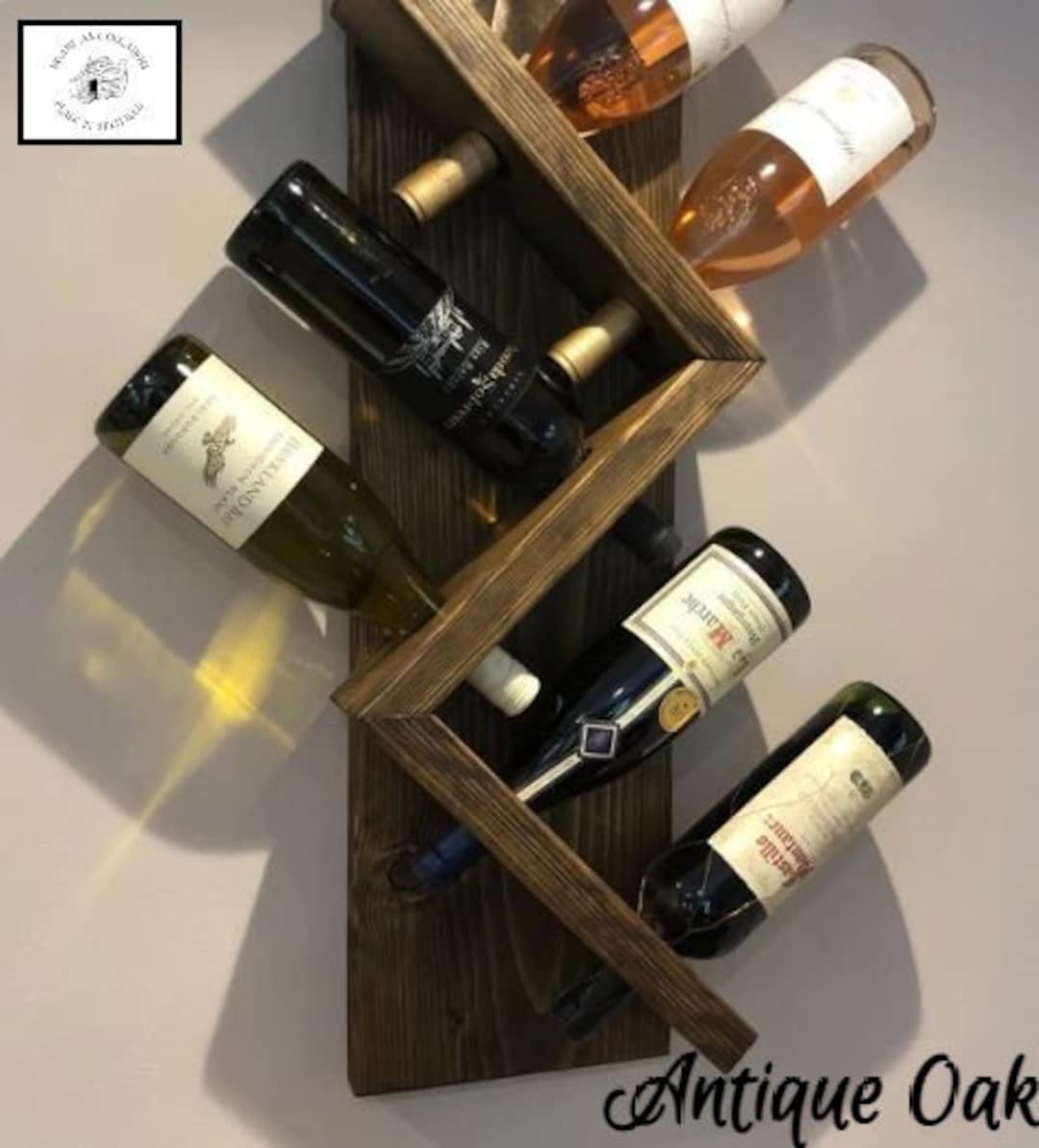 Zig zag Rustic Wine Rack, Wooden Wall Mounted Bottle Display Unit Buy ...
