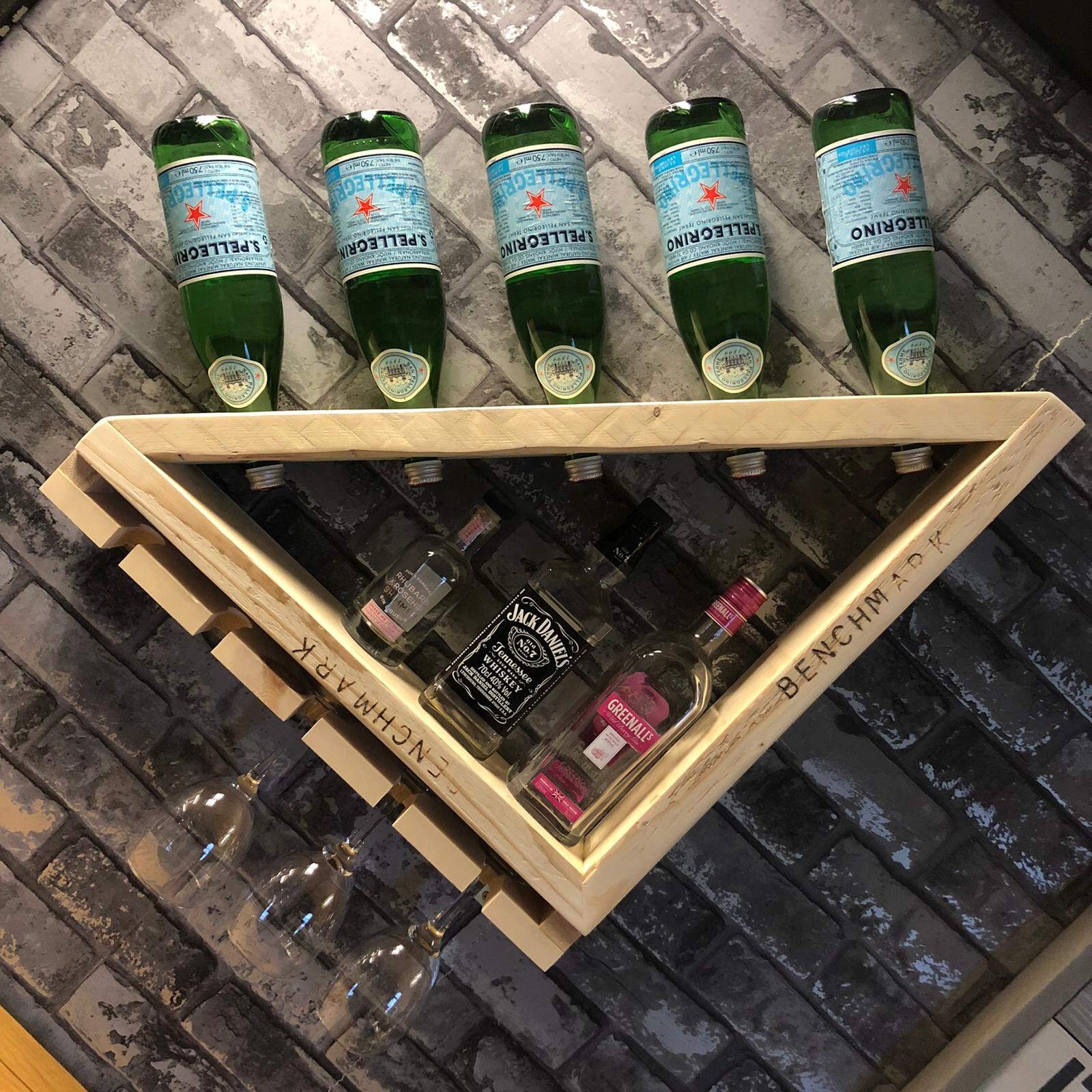 Rustic Gin Bar Wine Rack & Glass Holder Wall Mounted Unit | Etsy