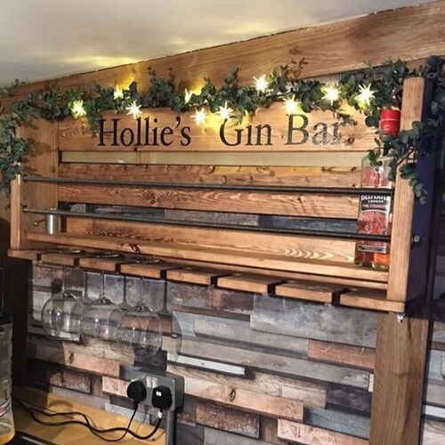 Handmade Reclaimed Wooden Floating Gin and Tonic Spirit Rack | Etsy UK