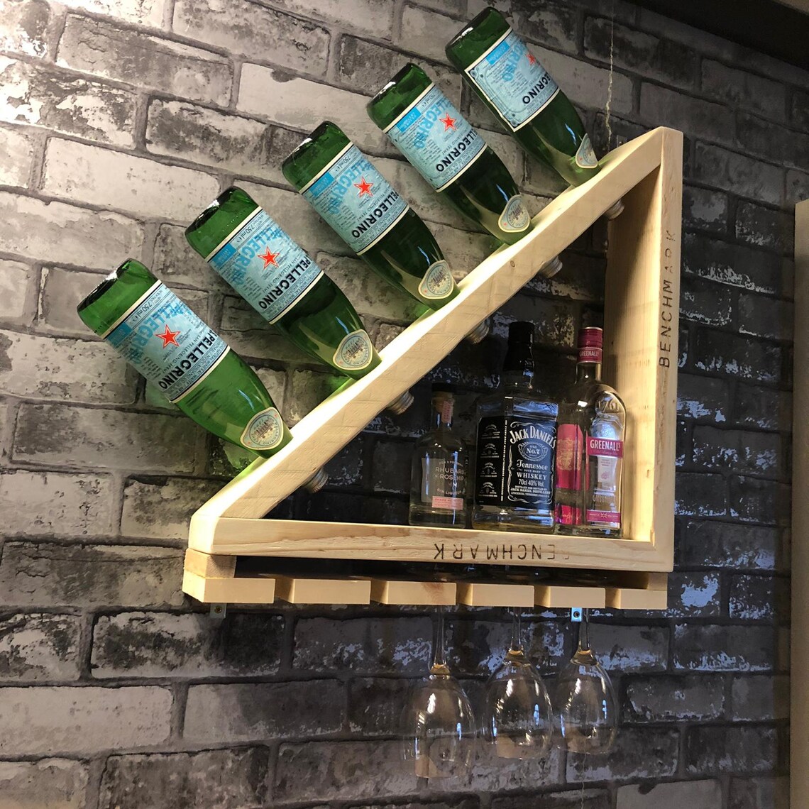 Rustic Gin Bar Wine Rack & Glass Holder Wall Mounted Unit | Etsy