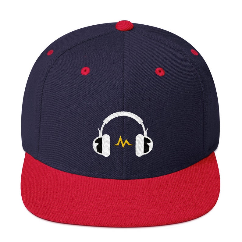 DJ Headphones Icon Embroidered Snapback Hat, Disc Jockey, Audio ...