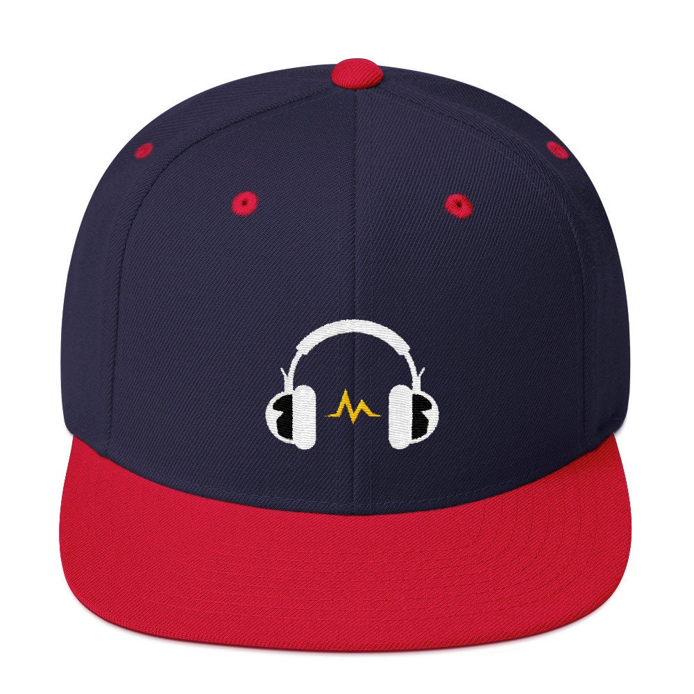 DJ Headphones Icon Embroidered Snapback Hat, Disc Jockey, Audio ...