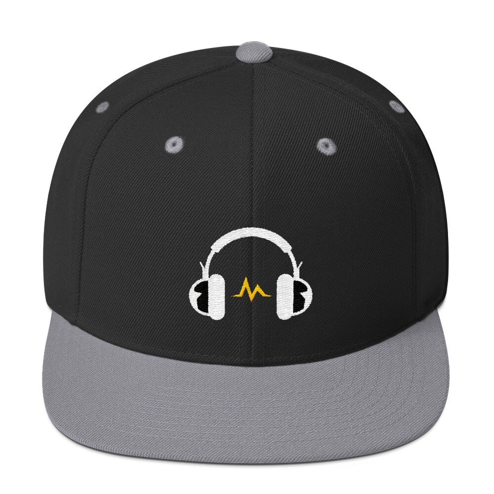 DJ Headphones Icon Embroidered Snapback Hat, Disc Jockey, Audio ...