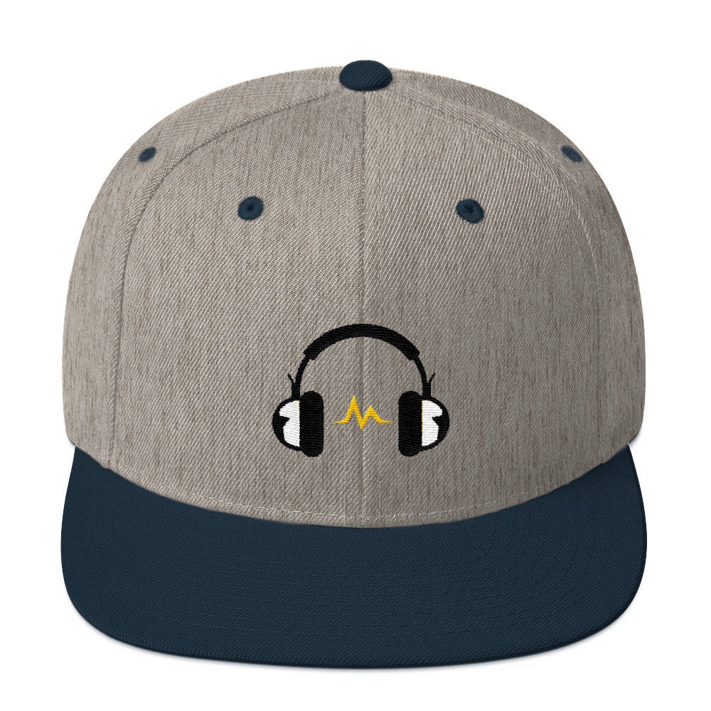 DJ Headphones Icon Embroidered Snapback Hat, Disc Jockey, Audio ...