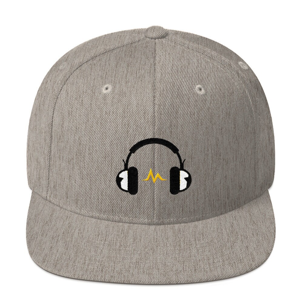 DJ Headphones Icon Embroidered Snapback Hat, Disc Jockey, Audio ...