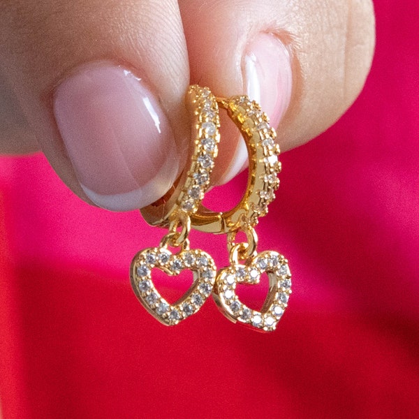 Heart Huggie Earrings - Etsy