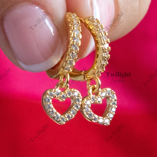 Heart Huggie Earrings - Etsy