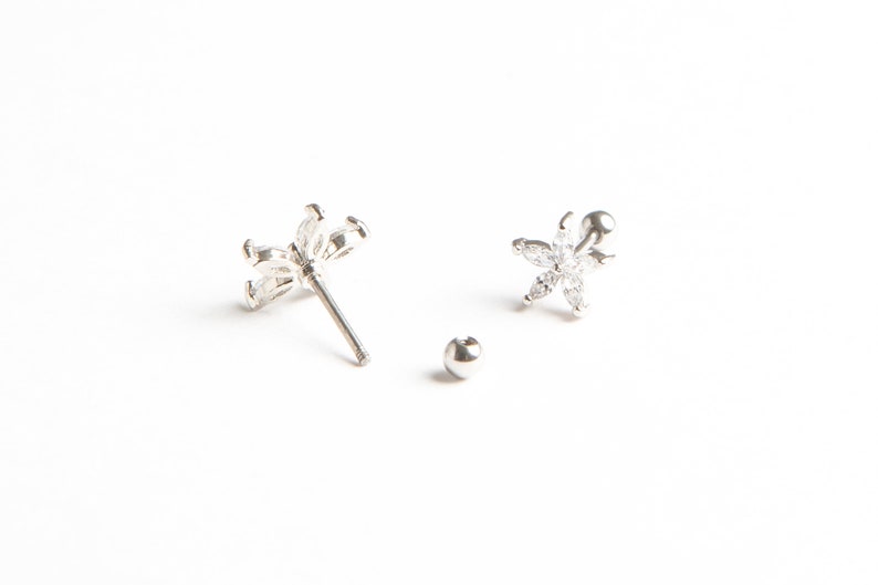 Large Helix Flower Piercing CZ Flower Earring Cartilage | Etsy