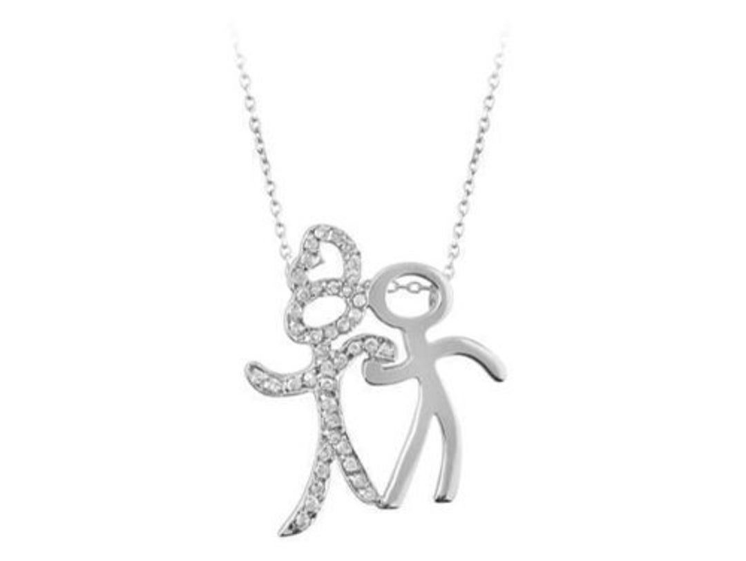 Stickman Couple Motif Necklace With Diamonds in 750 18k White Gold ...