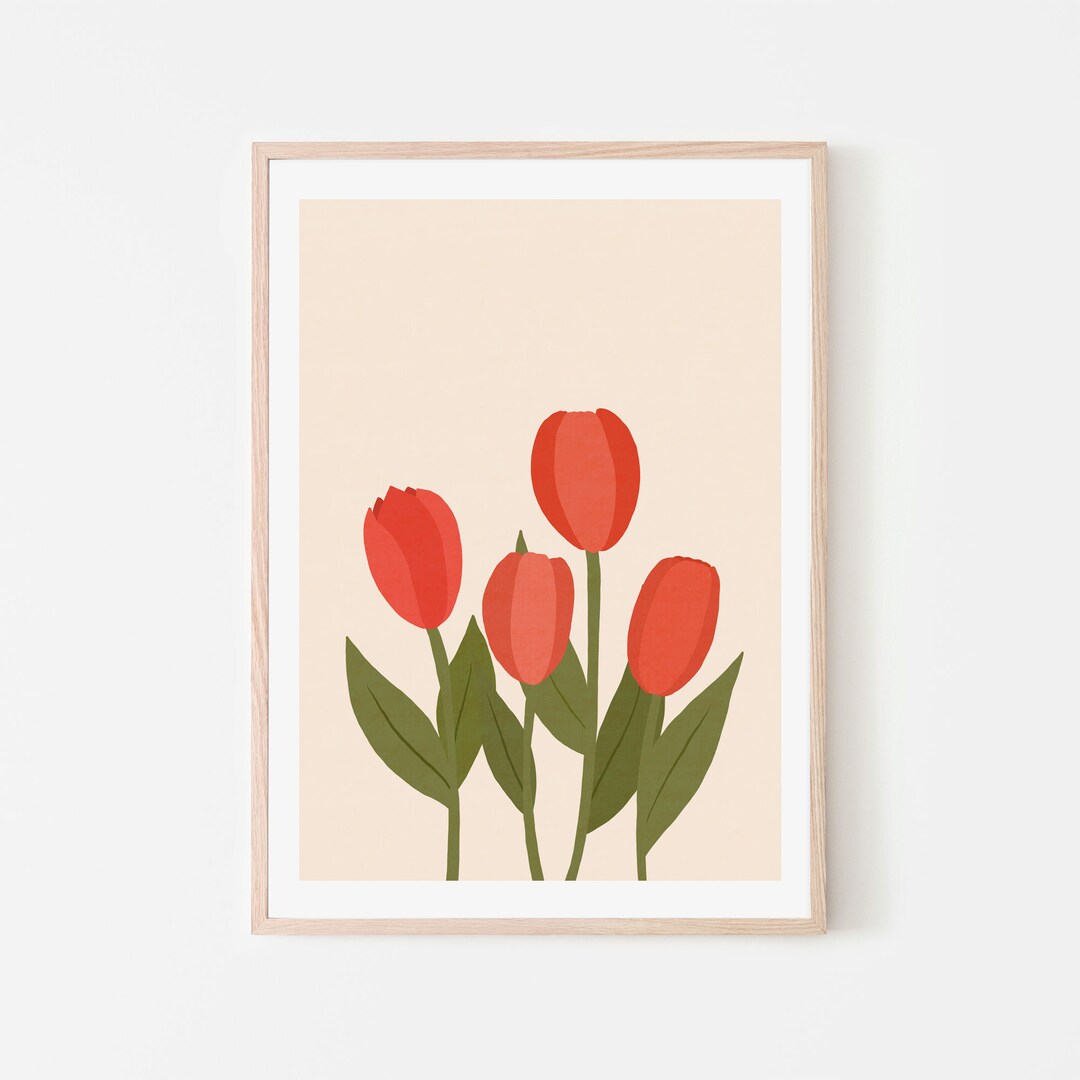 Tulip Print, Flower Wall Art, Printable Wall Art, Minimalist Print ...