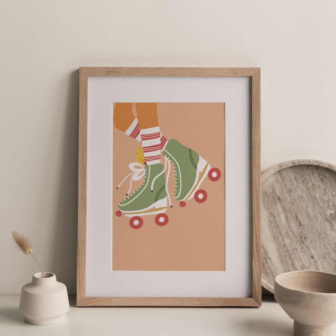 Roller Skating Printable, Roller Skating, Vintage Inspired Art, Boho ...