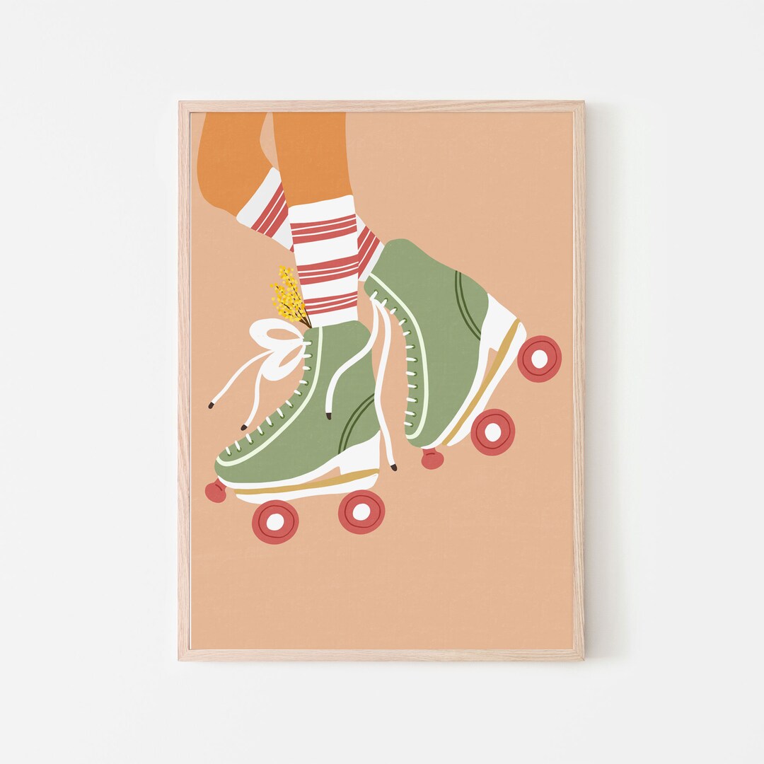 Roller Skating Printable, Roller Skating, Vintage Inspired Art, Boho ...