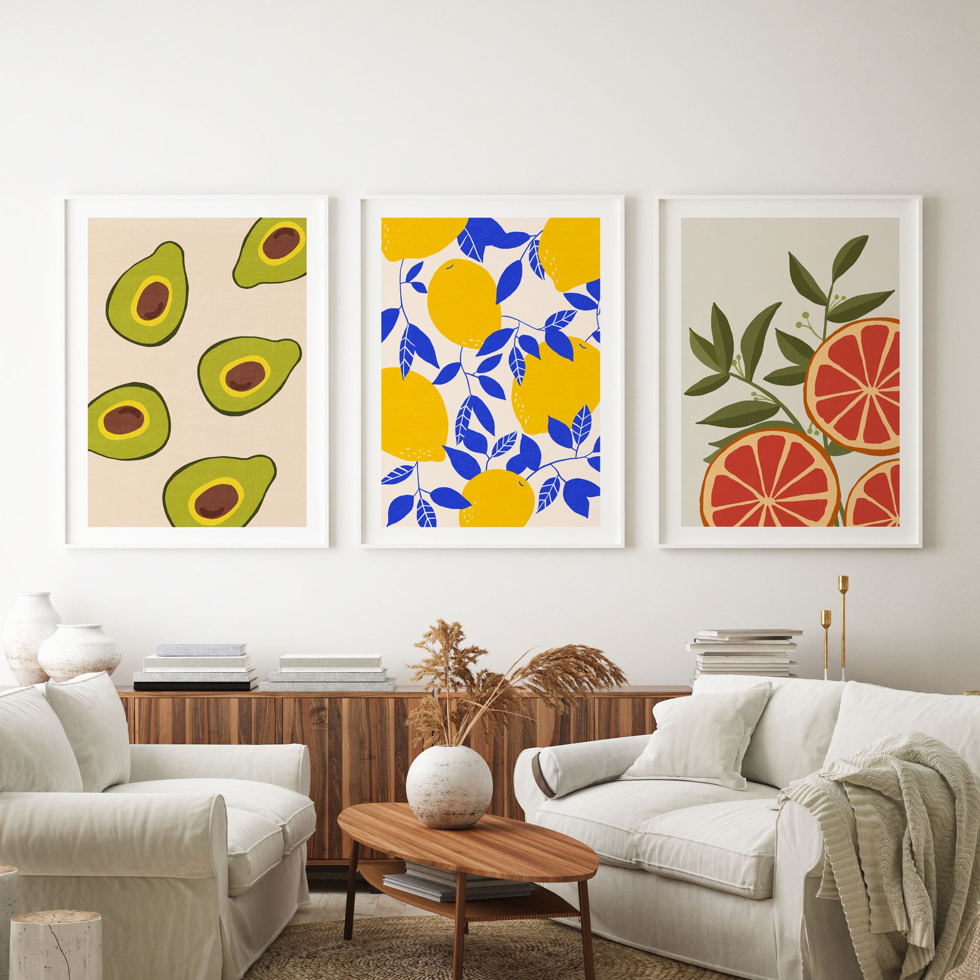 Set of 3 Wall Art Print / Kitchen Wall Decor / Fruits Print / - Etsy