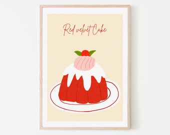 Red Velvet Cake Art Print Cake Art Print Red Velvet Poster - Etsy