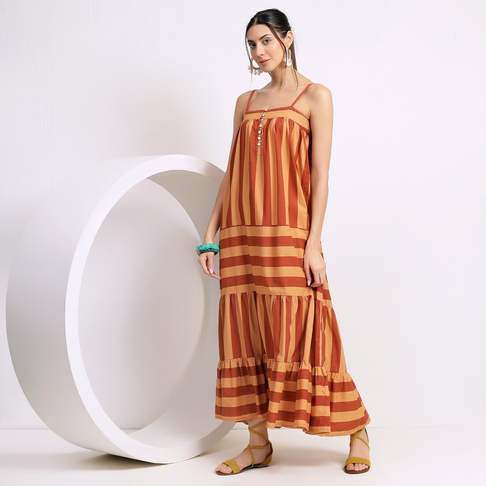 Casual Maxi Dresses Back Strap Dress Sleeveless Cotton Dress Tiered ...