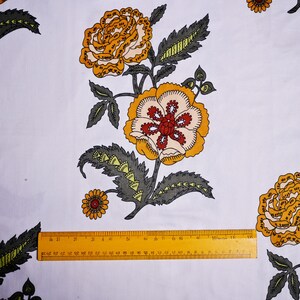 Hand Block Print Fabric, Yellow Floral Buta Fabric, Dress Fabric ...