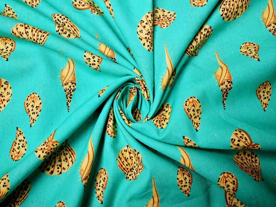 Block Print Cotton Fabric by the Yard: Seashell Pattern - Etsy