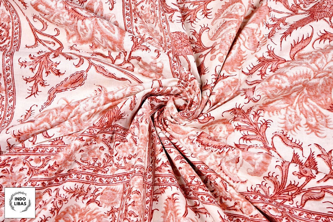 Indian Sanganeri Print Cotton Quilted Fabric With Border Design - Etsy