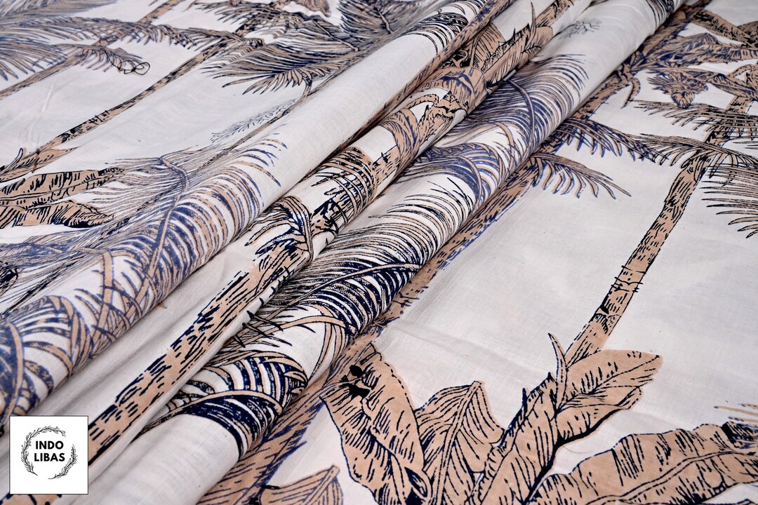 Hand Block Palm Tree Print Cotton Fabric: Indian Quilting Fabric - Etsy