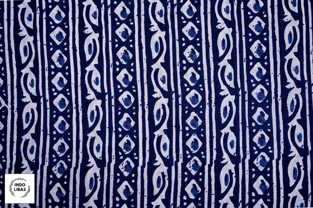 Indigo Fabric Block Print Fabric Hand Dyed Print India Light Weight ...