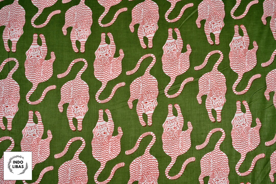 Tibetan Tiger Block Print Cotton Fabric: Indian Decor DIY Crafts - Etsy