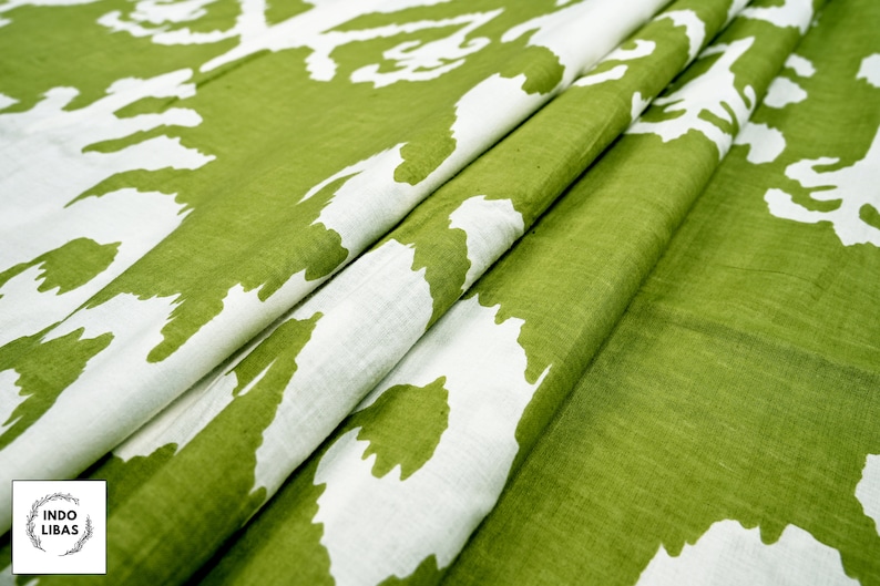 Green Ikat Fabric Ethnic Hand Block Print 100% Soft Cotton - Etsy