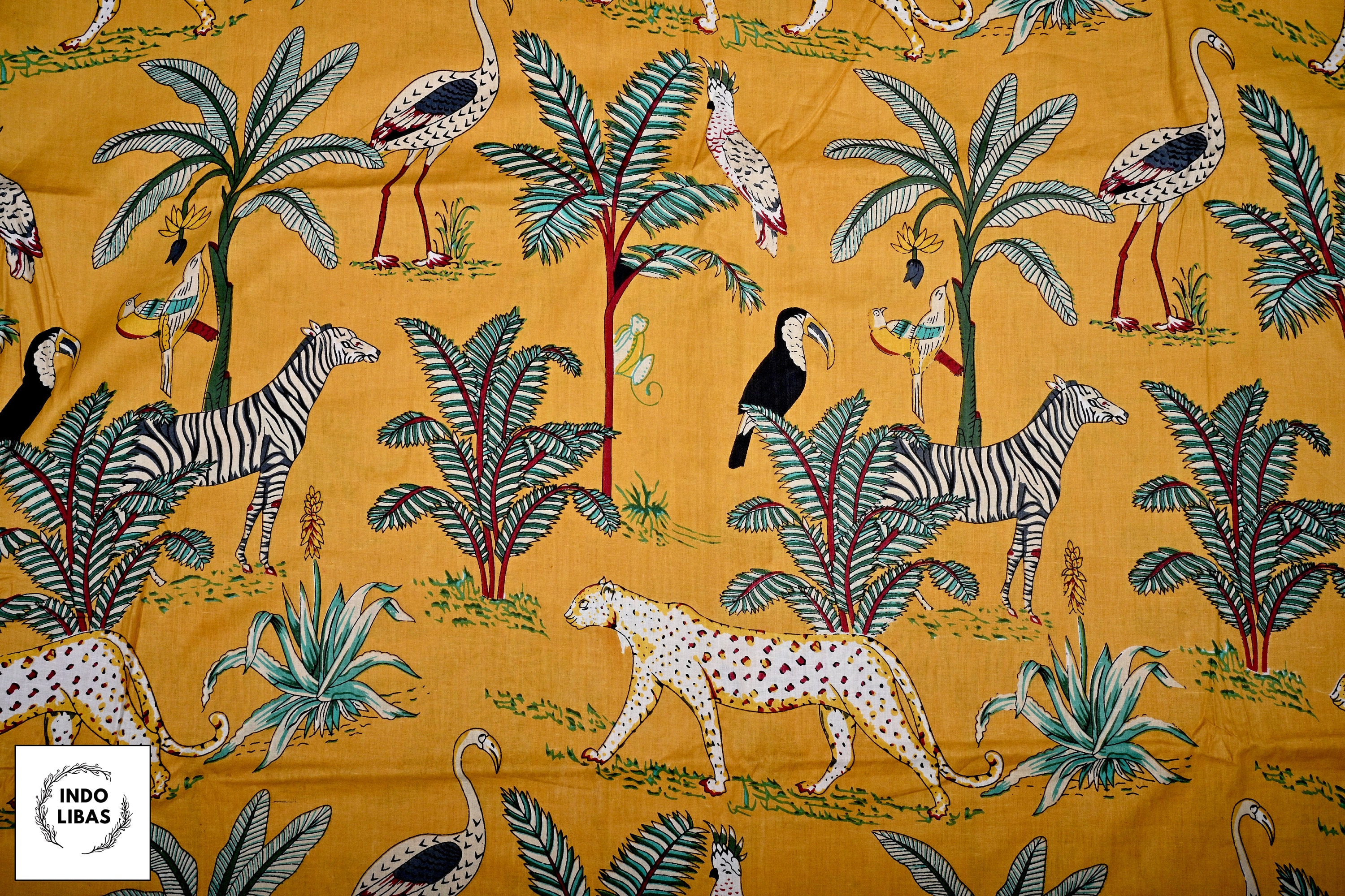Tropical Wild Jungle Safari Textiles Yellow Cotton Fabric Yard - Etsy