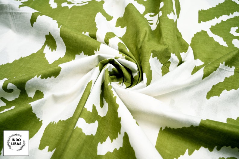 Green Ikat Fabric Ethnic Hand Block Print 100% Soft Cotton - Etsy