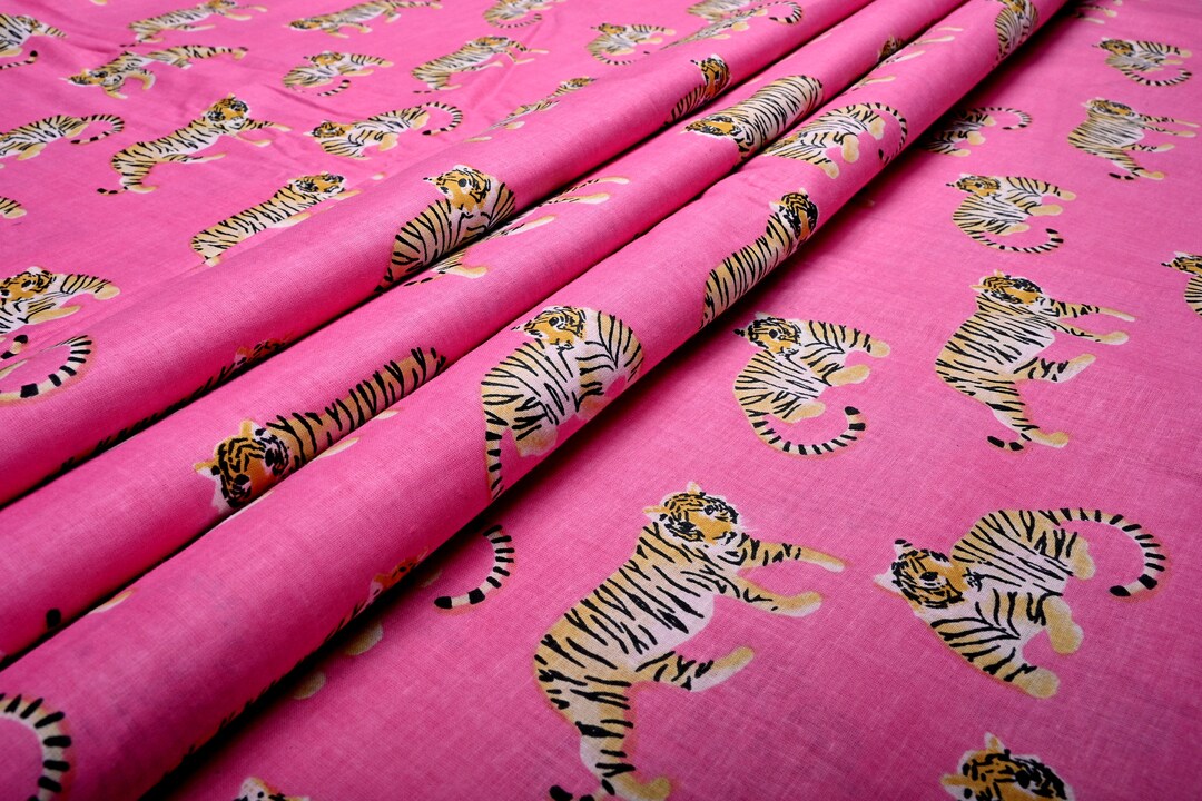Tiger Block Print Cotton Fabric, Upholstery Fabric by the Yard - Etsy