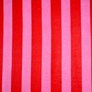 Handmade Block Print Cotton Fabric: Pink & Red Wide Stripe - Etsy