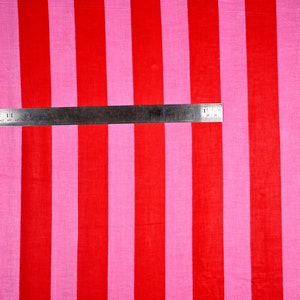 Handmade Block Print Cotton Fabric: Pink & Red Wide Stripe - Etsy