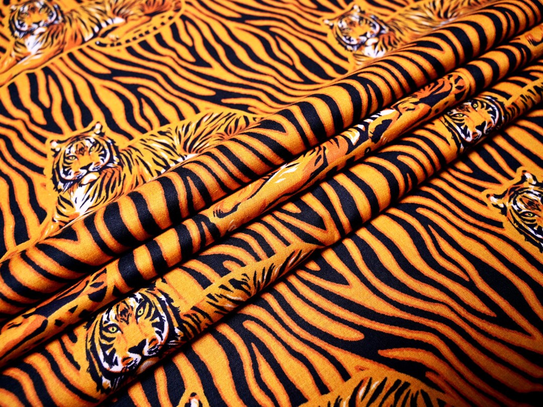 Hand Block Print Cotton Fabric: Tiger Animal Print, 44 Inch Wide - Etsy