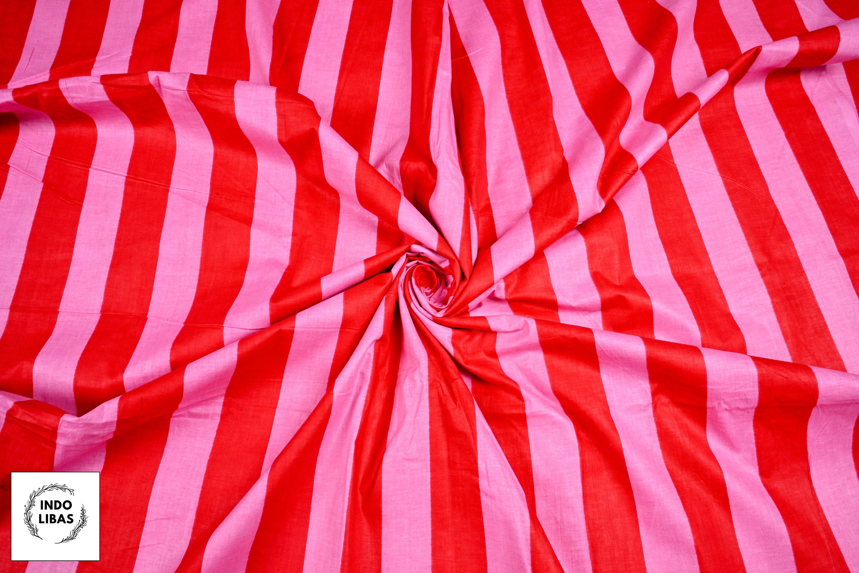 Pink & Red Wide Strip Print Cotton Fabric Textile Pattern - Etsy