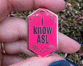 Enamel Pin: i Know Asl Gold or Silver Sign | Etsy